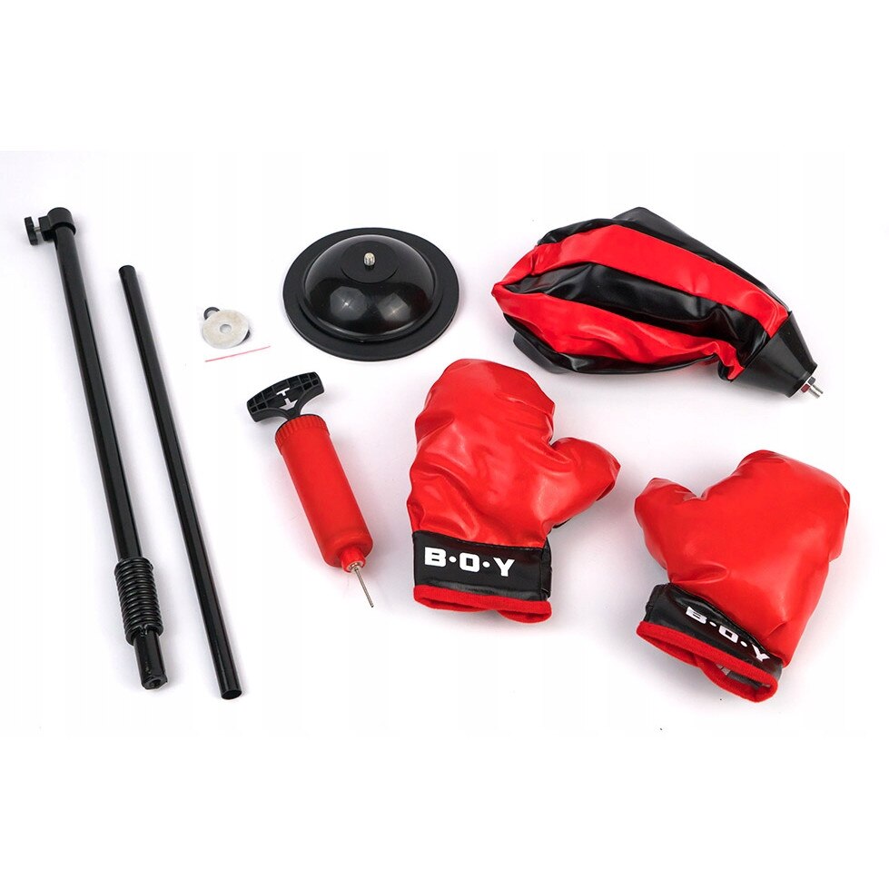 Set sac si manusi de box copii, 71-102cm, otel/piele ecologica, rosu ...