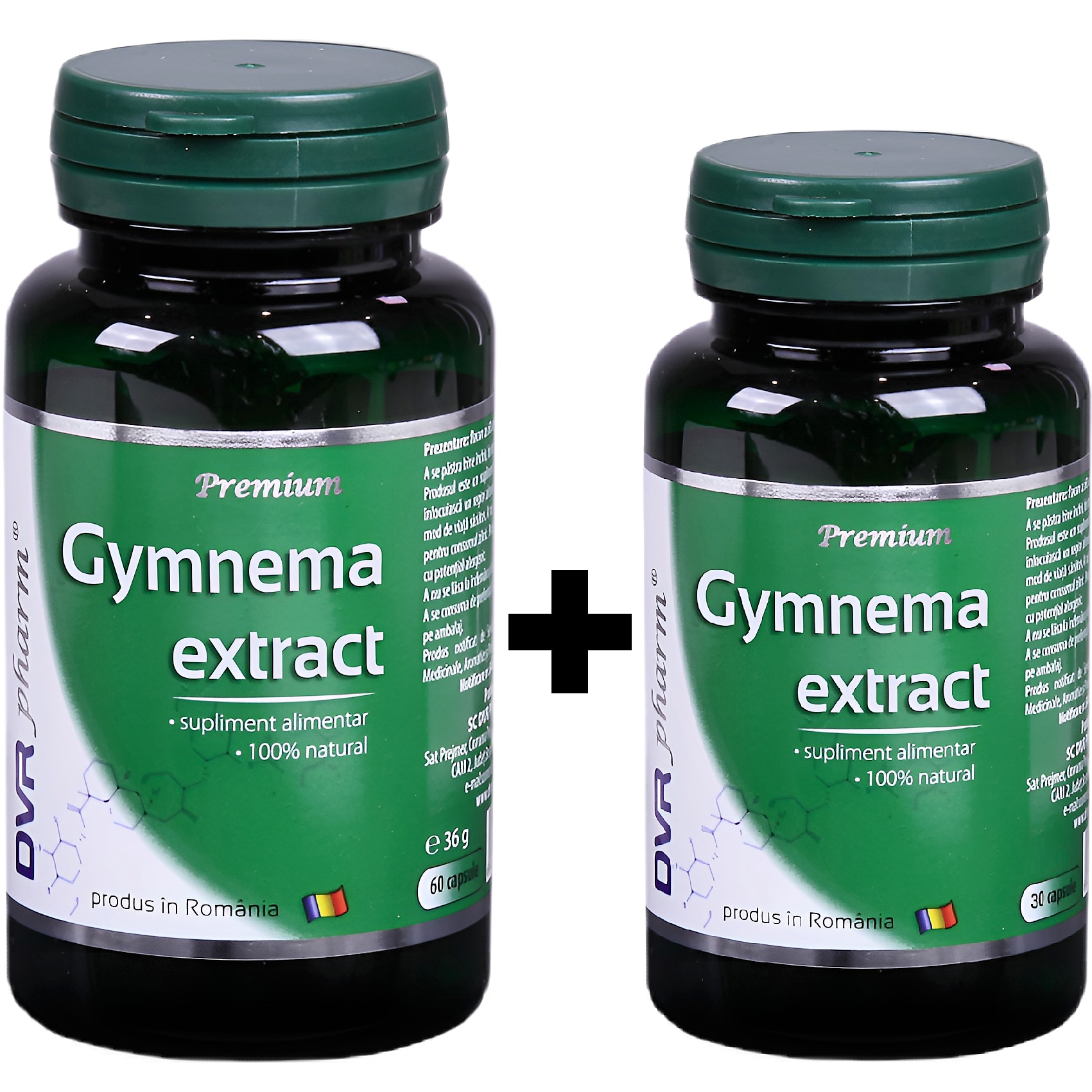 Pachet Gymnema sylvestris extract, 2flacoane, 90 capsule, DVR Pharm ...