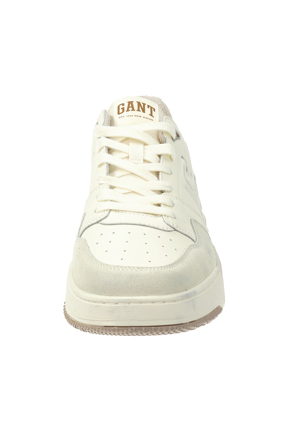 Gant, Pantofi sport de piele cu garnituri de piele intoarsa, Alb murdar ...