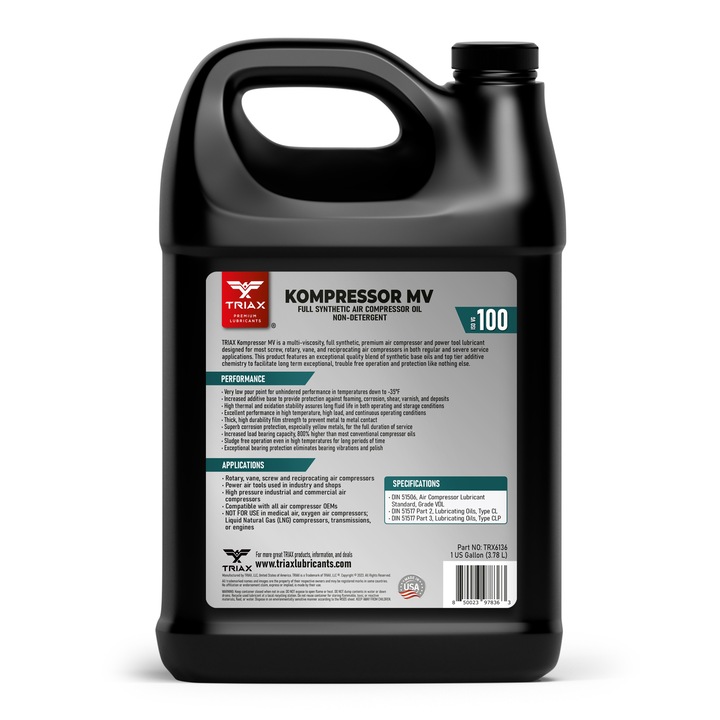 Ulei Full sintetic pentru Compresoare pe Aer, Triax Kompressor MV ISO ...