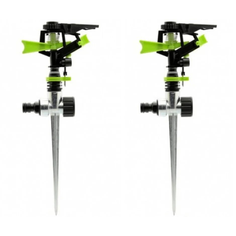 Set 2 aspersoare cu picior metalic, rotative la 360 grade, distanta ...