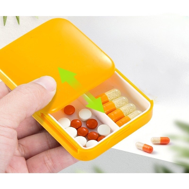 Cutie depozitare medicamente, 2 compartimente, Glisanta, Galben ...