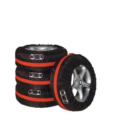 Set 4 Huse pentru Depozitare Anvelope sau Roti cu Diametrul intre 13” si 17”, Culoare Negru/Rosu ...