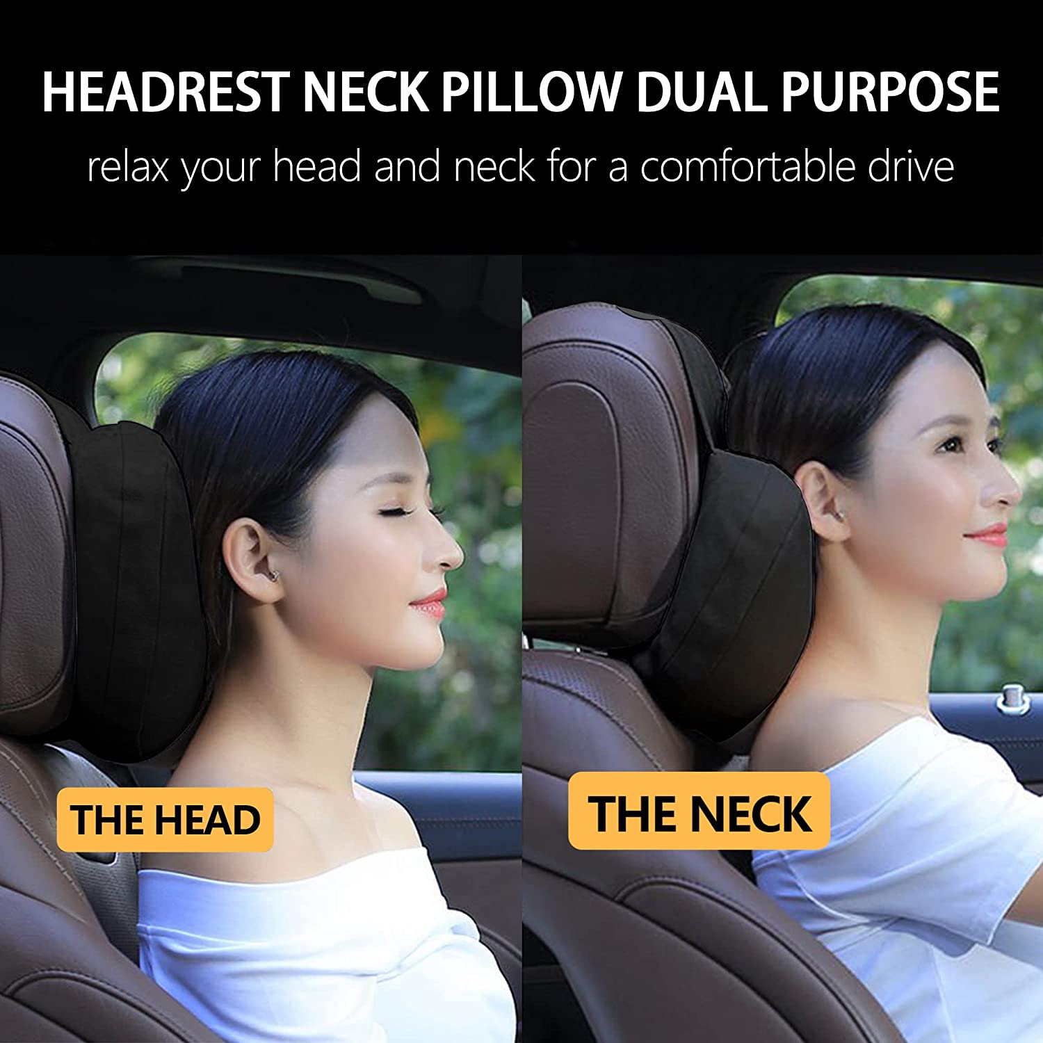 Set 2 perne tetiera auto, gat sau cap, 30x20x10 cm, dubla prindere ...