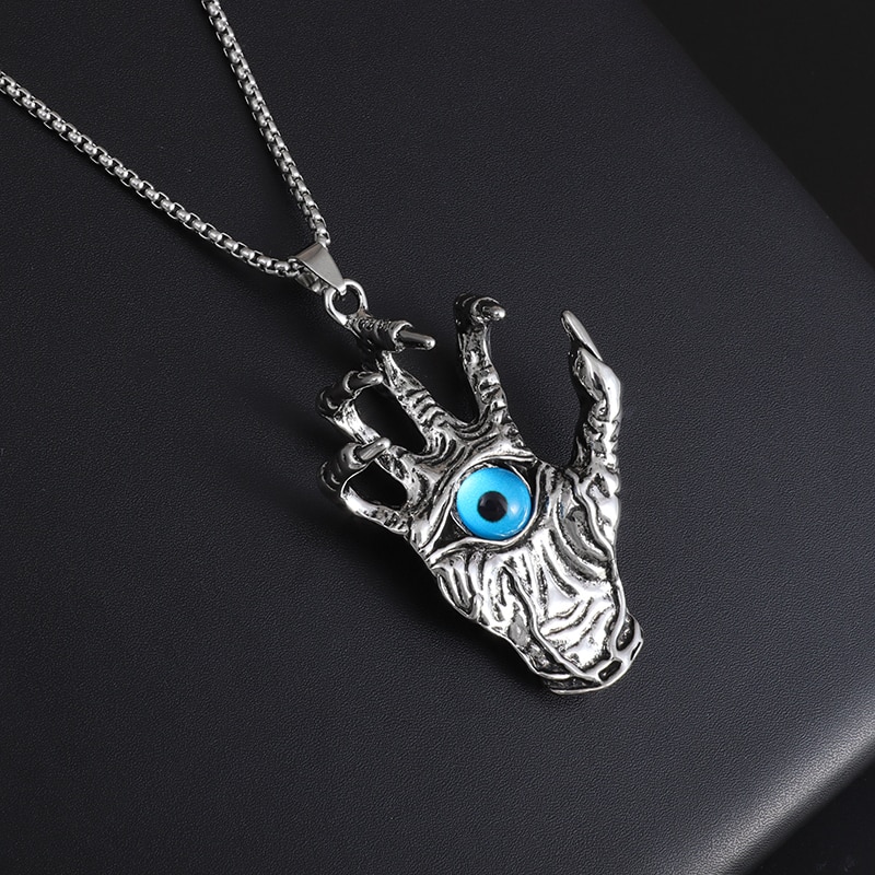 Lant, model gotic vintage, pandantiv mana cu ochi de demon, unisex ...