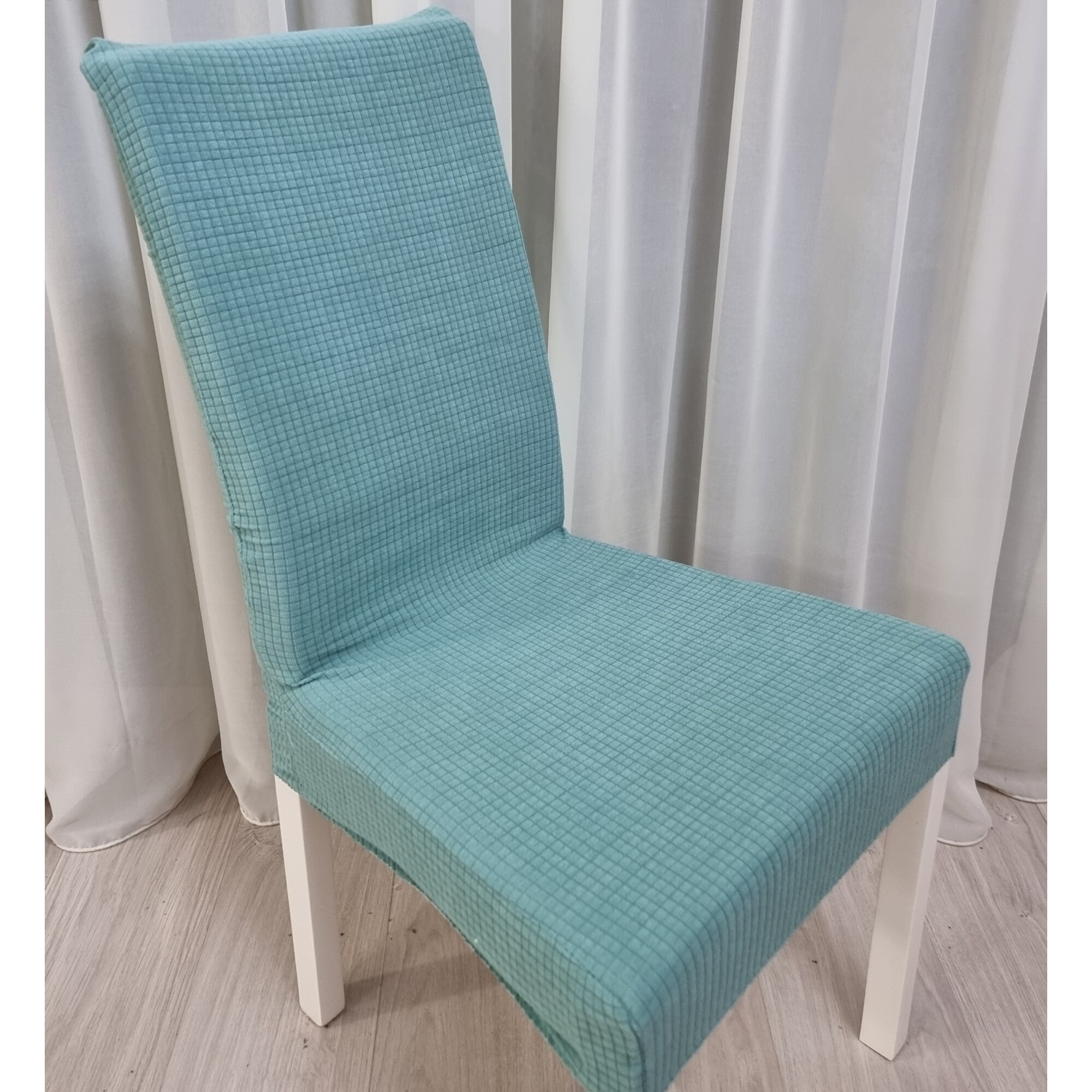 Set 6 Huse Scaun Universale, Din Bumbac Embosat, Aqua, 40x40x50 cm ...