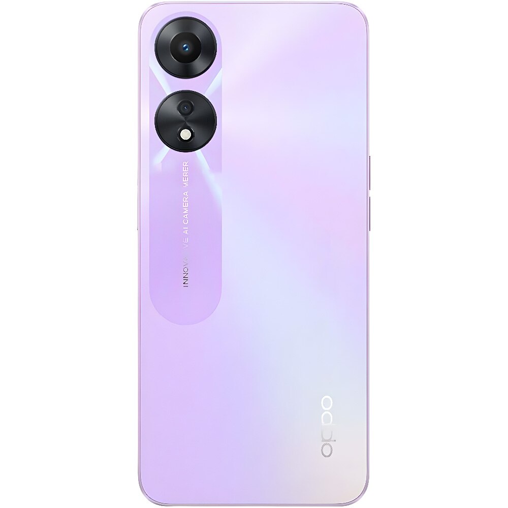Мобилен телефон OPPO A78, Dual SIM, 128GB, 8GB RAM, 5G, Glowing Purple ...