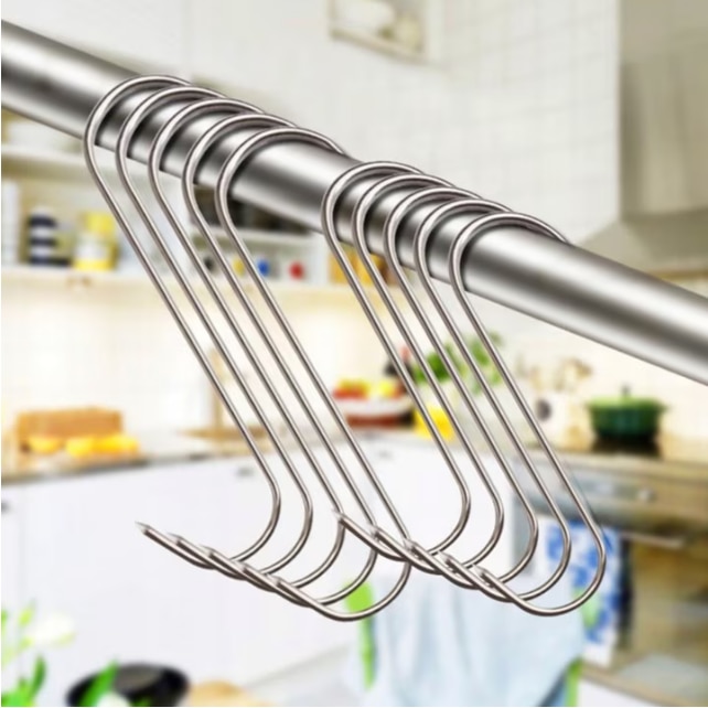 Set 15 bucati carlige tip S, pentru suspendat carnea, 8 x 15 cm, inox ...