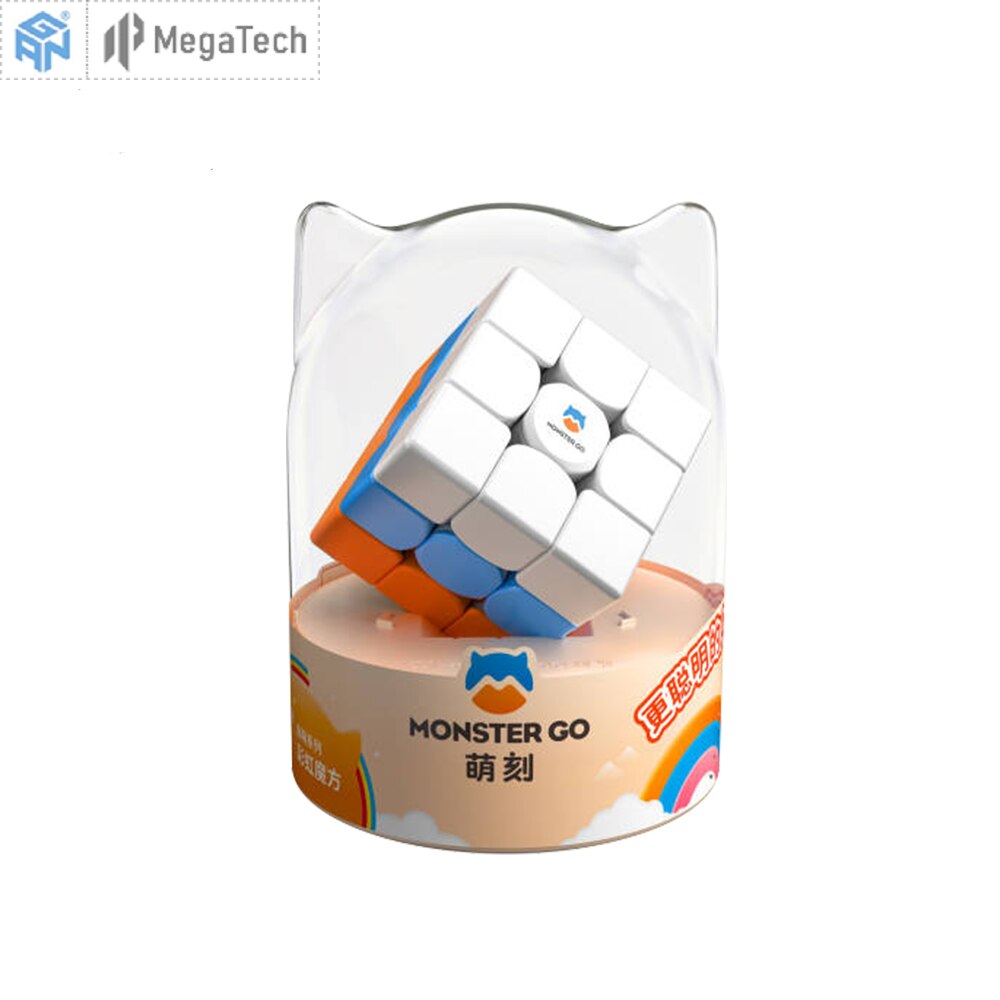 Cub Rubik Magic Cube GAN Monster Go, MG3 Rainbow, 3x3, Alb albastru ...
