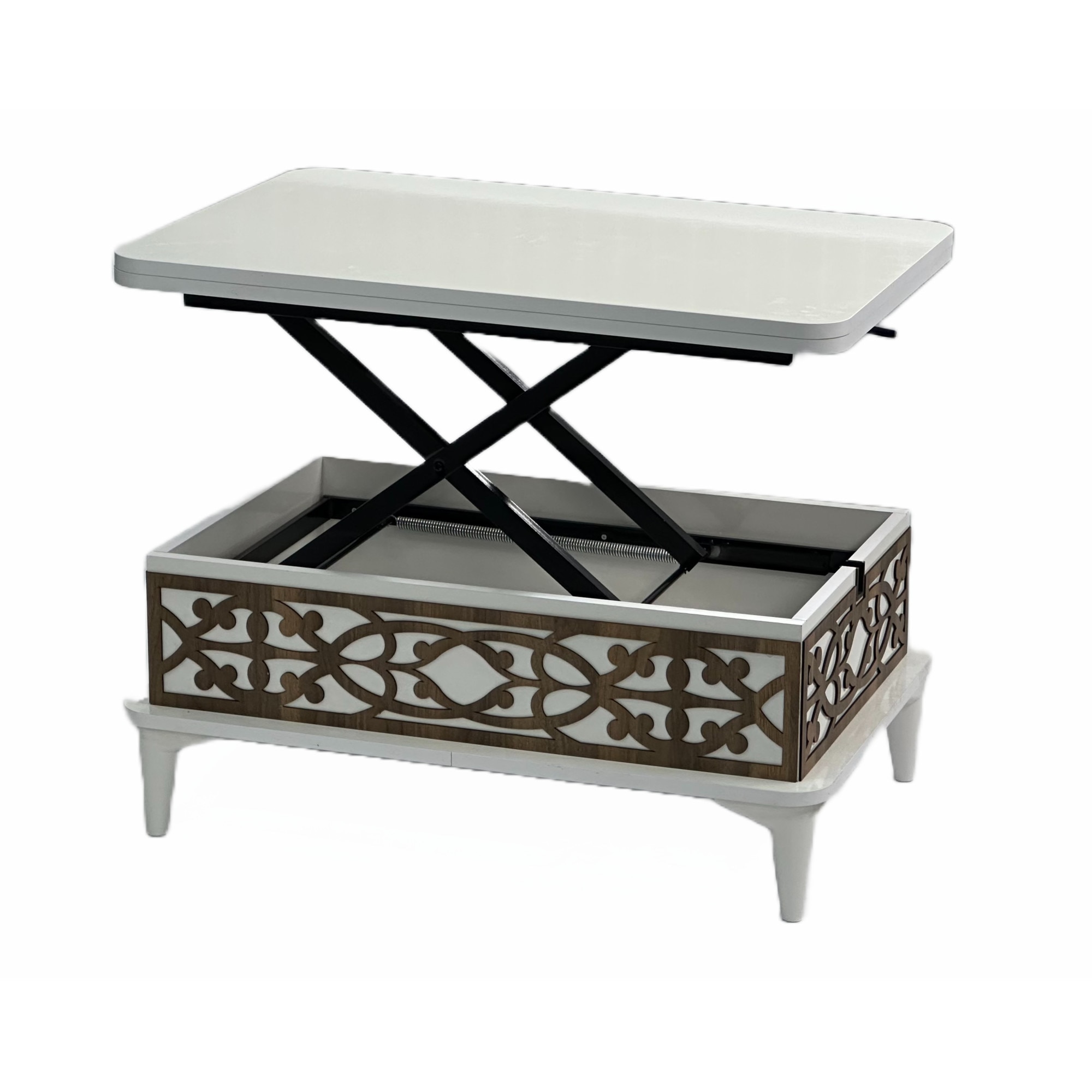 Masa extensibila Transformer, inaltime reglabila, 90 x 60-120cm, Alb si ...