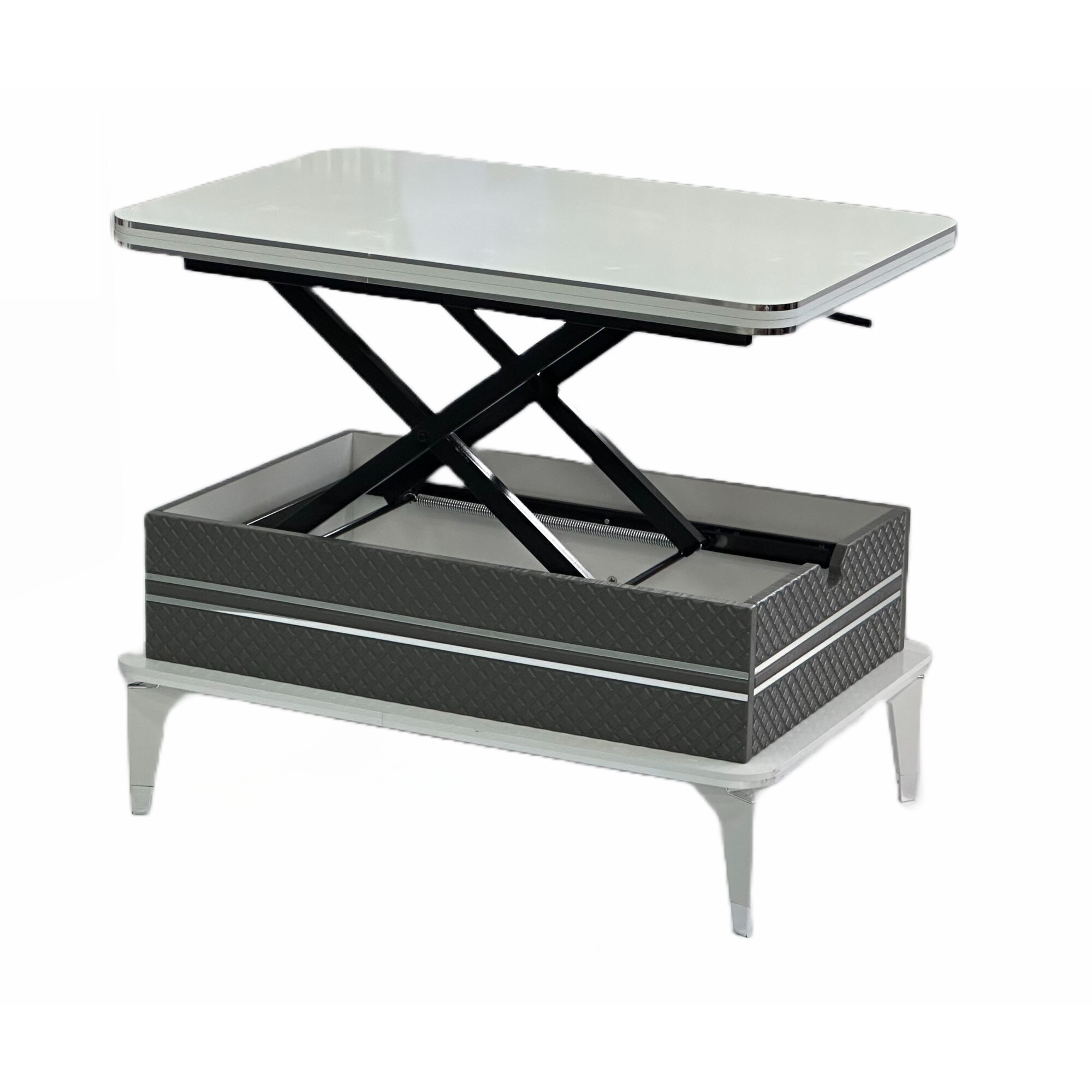 Masa extensibila Transformer, inaltime reglabila, 90 x 60-120cm, Alb si ...