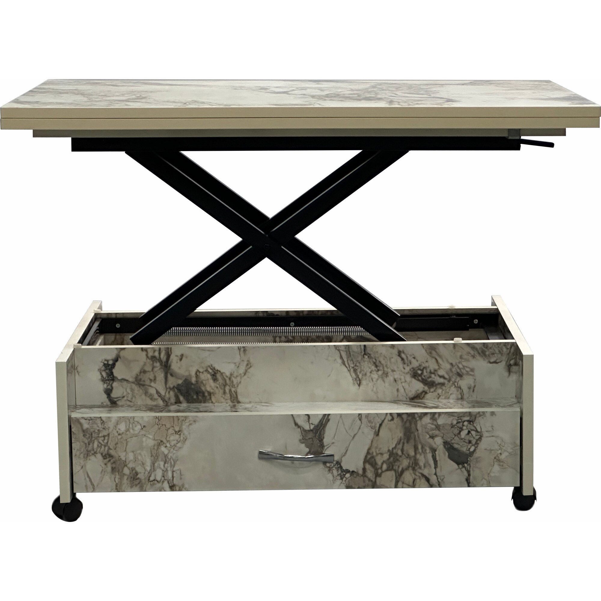 Masa extensibila Transformer 2, inaltime reglabila, 2 sertare, 90 x 60 ...