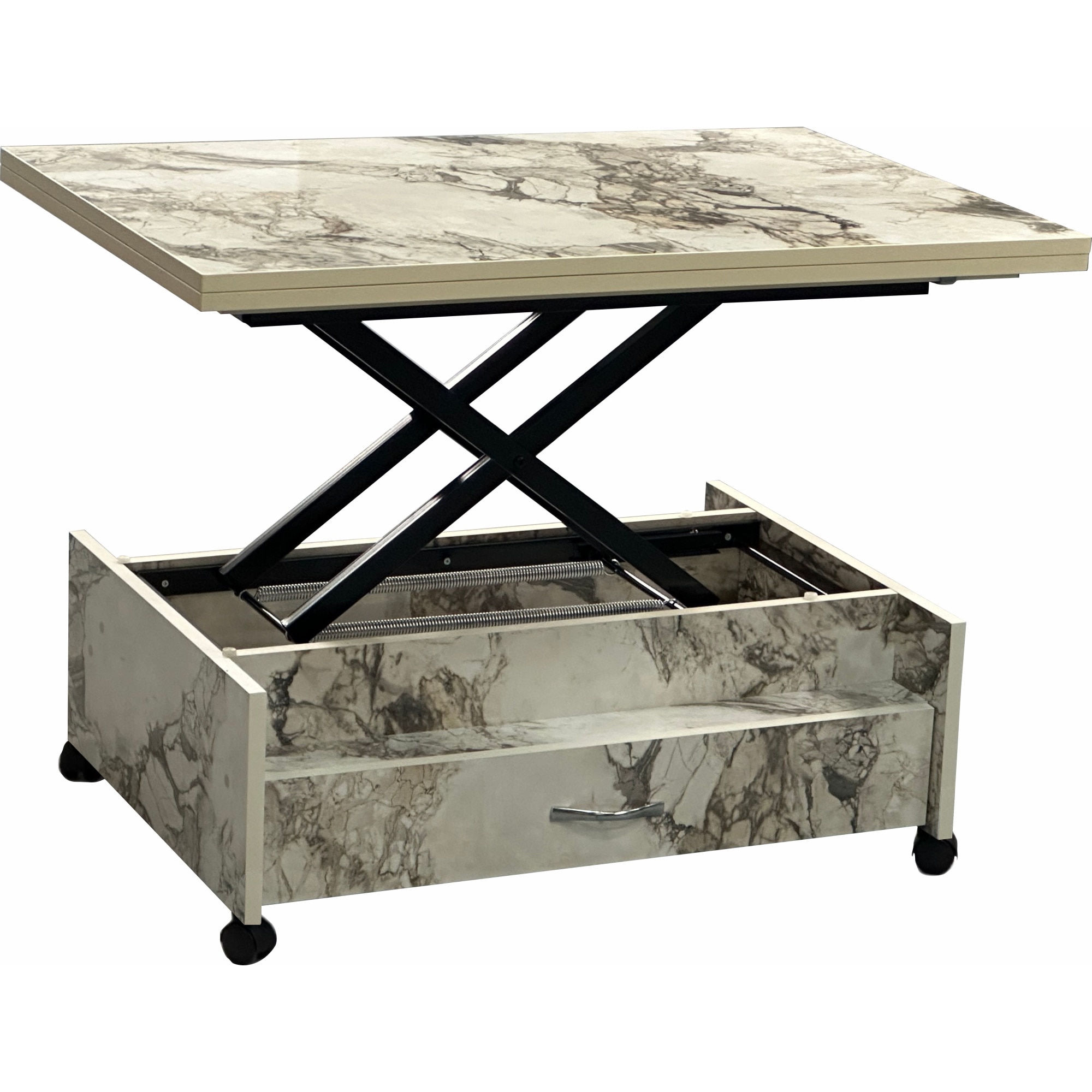 Masa extensibila Transformer 2, inaltime reglabila, 2 sertare, 90 x 60 ...