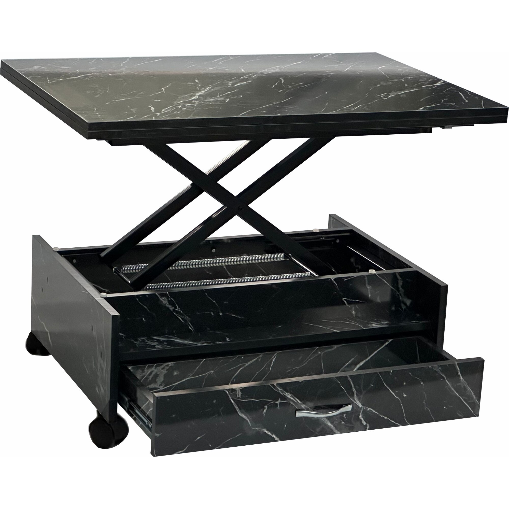 Masa extensibila Transformer 2, inaltime reglabila, 2 sertare, 90 x 60 ...