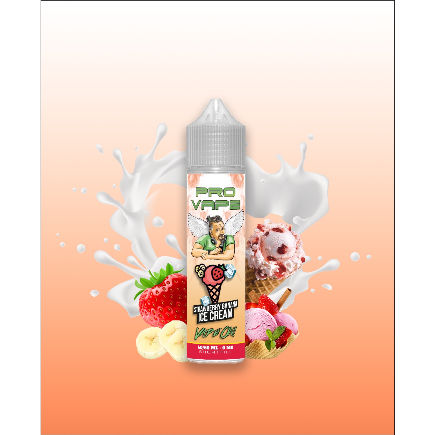 Lichid Tigara Electronica Pro Vape Strawberry Banana Ice Cream 40ml 0mg - eMAG.ro
