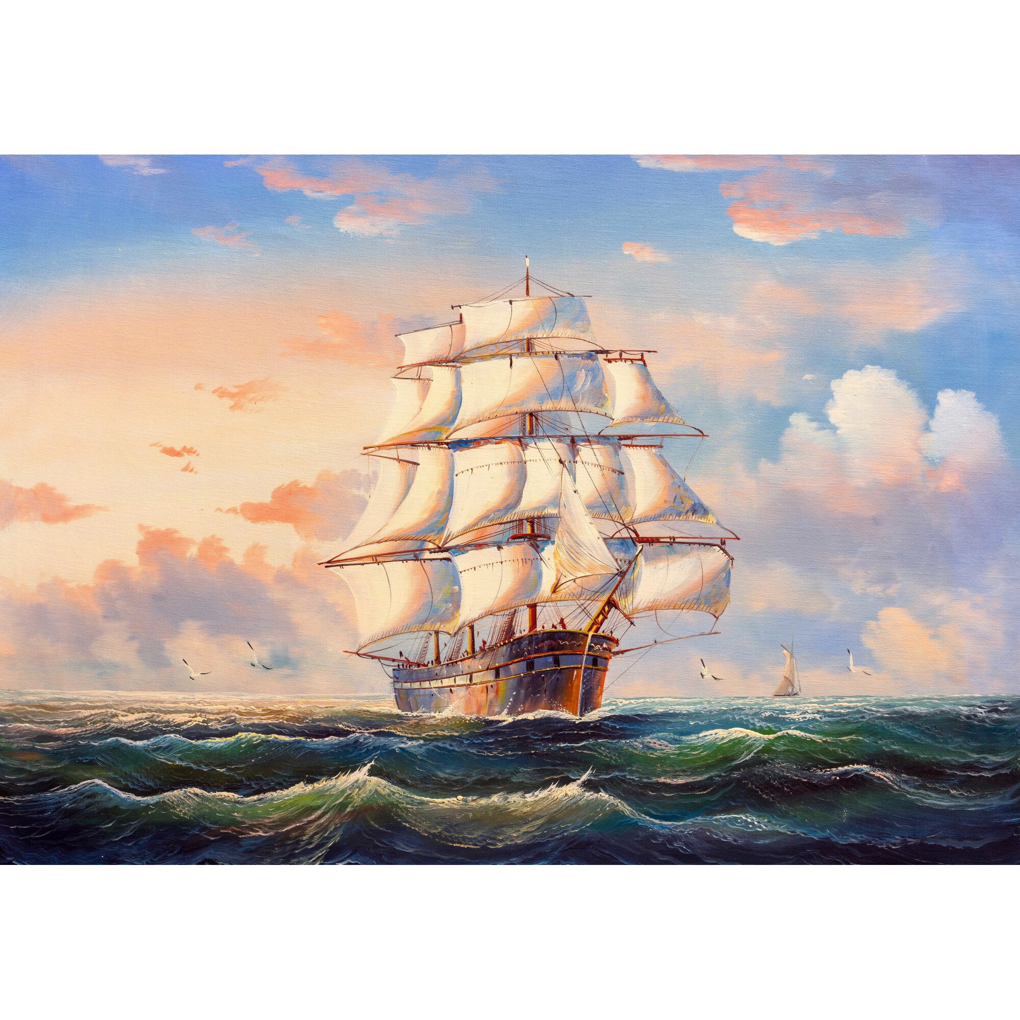 Tablou canvas Barca cu panze 9592, panza 360g pe sasiu lemn 90cm x ...