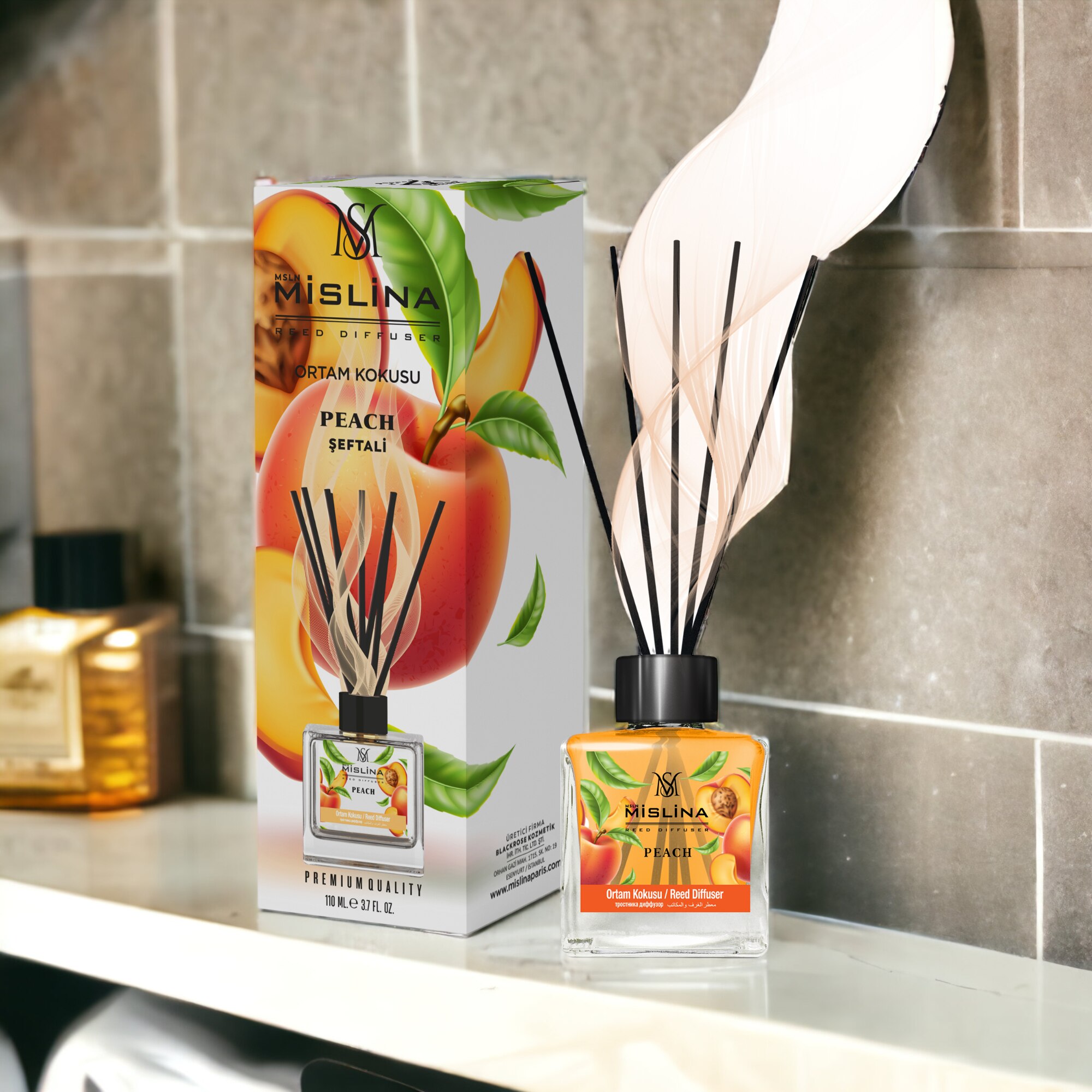 Odorizant de camera cu betisoare, Mislina, 110 ml, Piersici - eMAG.ro