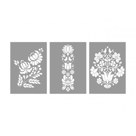 Set 3 sabloane Panonian Folk Motifs, format A4 fiecare bucata din set ...