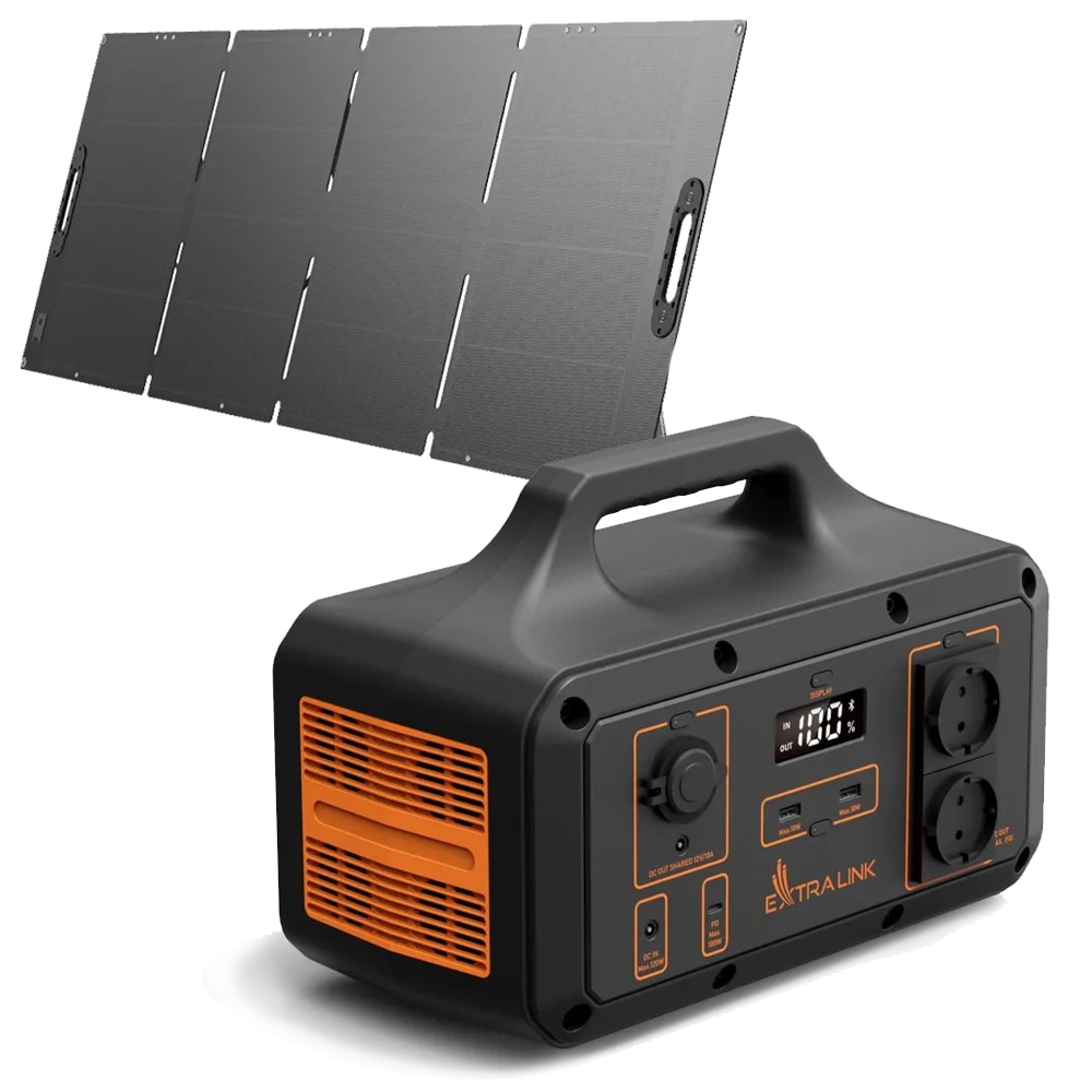 Kit, Extralink, Power Station EPS-S500S, Panou solar EPS-200W, 510 Wh ...