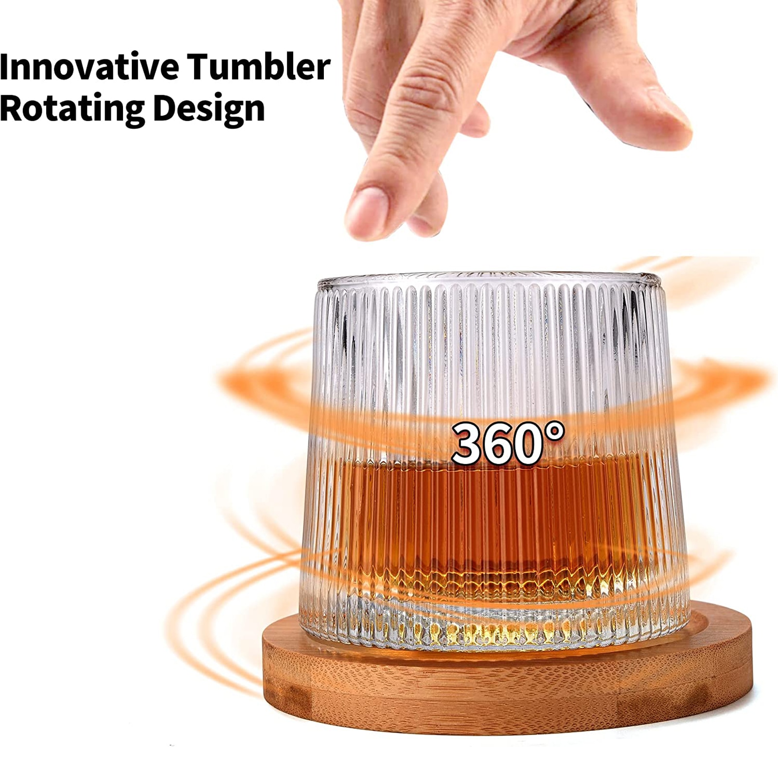 Set Pahar din Rotatie sticla, Zggzerg, Cu un coaster din bambus ...