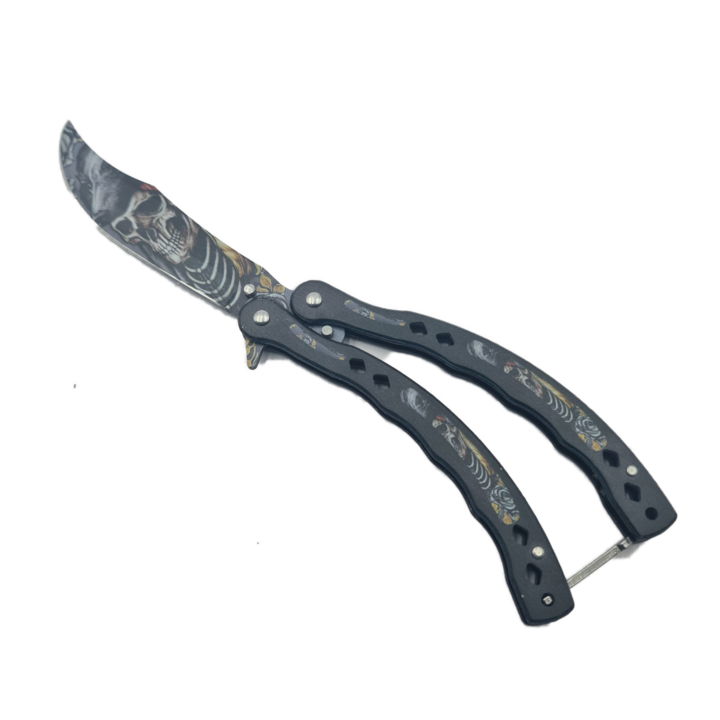 Cutit Fluture cu Tais, Model Cap de Mort, Curbat, 24 cm, Negru, Dalimag ...