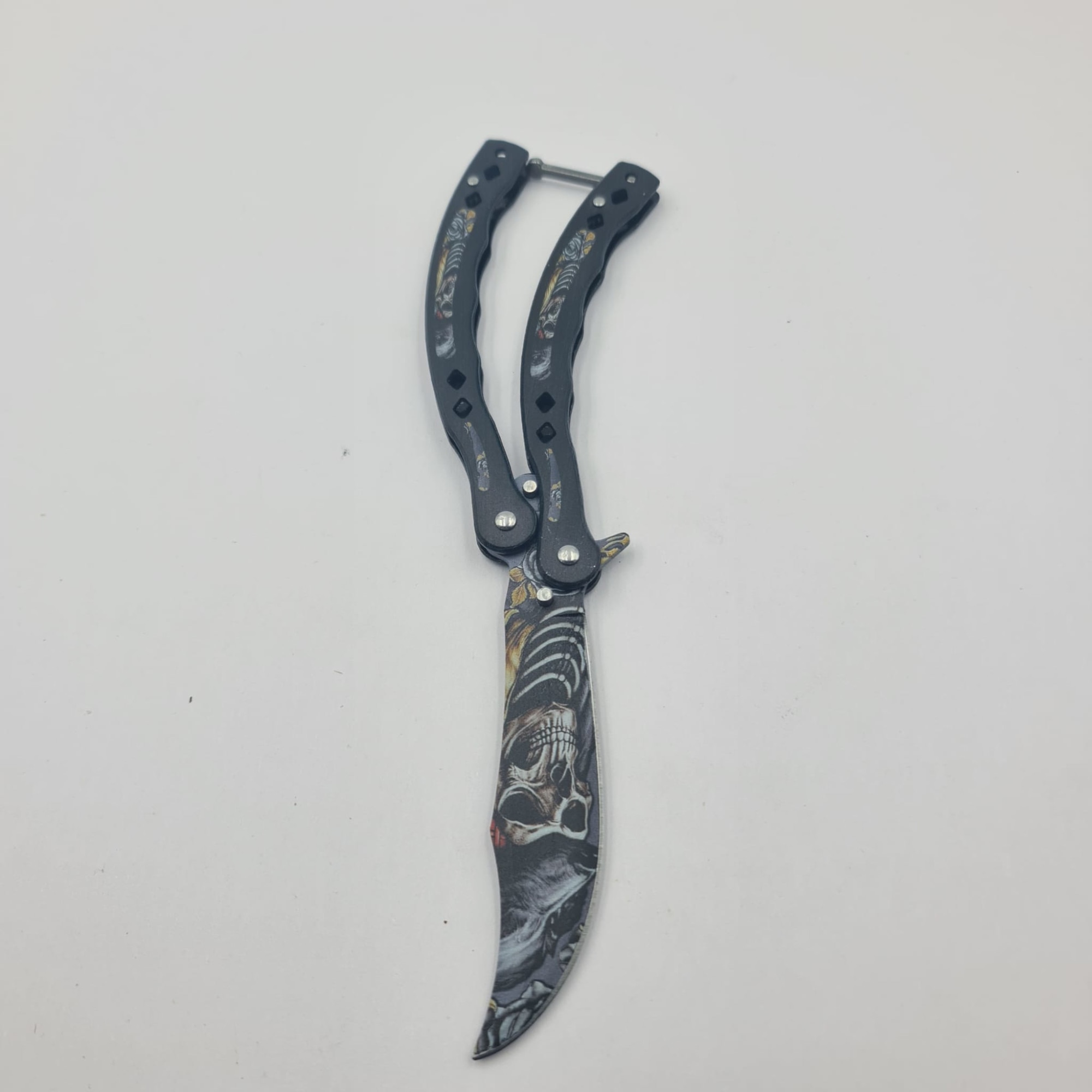 Cutit Fluture cu Tais, Model Cap de Mort, Curbat, 24 cm, Negru, Dalimag ...