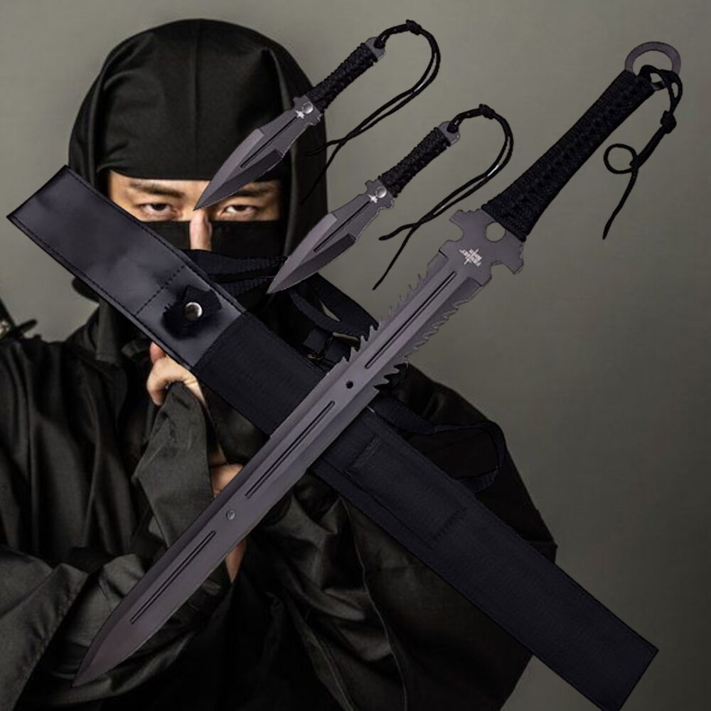 Set de Sabie de Antrenament Ninja cu Teaca, Cutite de Aruncat, Negru ...