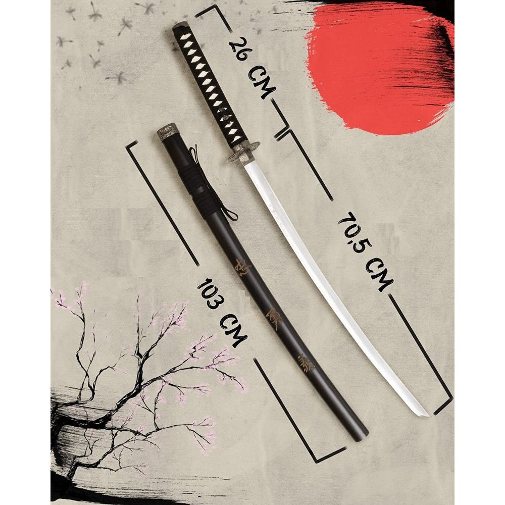 Sabie de Samurai Katana cu Teaca si Suport, Decorativa, din Otel Carbon, SW-319 - eMAG.ro