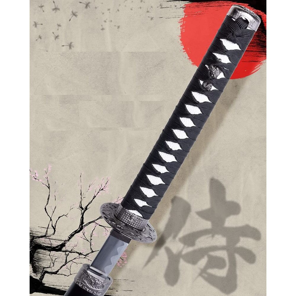 Sabie de Samurai Katana cu Teaca si Suport, Decorativa, din Otel Carbon ...
