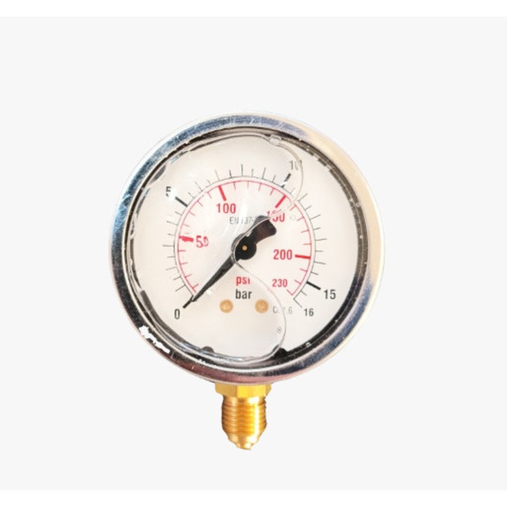 Manometru radial cu glicerina din inox 0-16 bar Ø 63 – filet 1/4 - eMAG.ro
