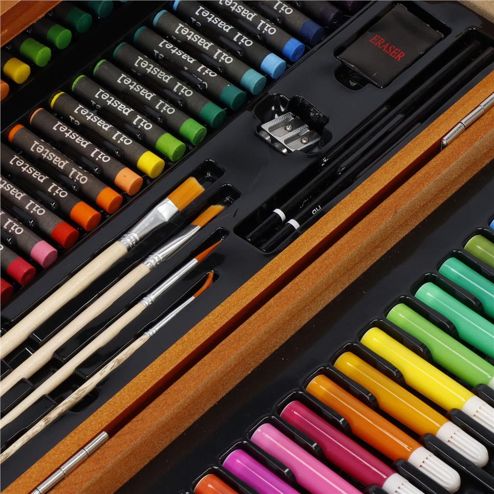 Set de pictura si desen pentru copii, 174 de piese, trusa lemn - eMAG.ro