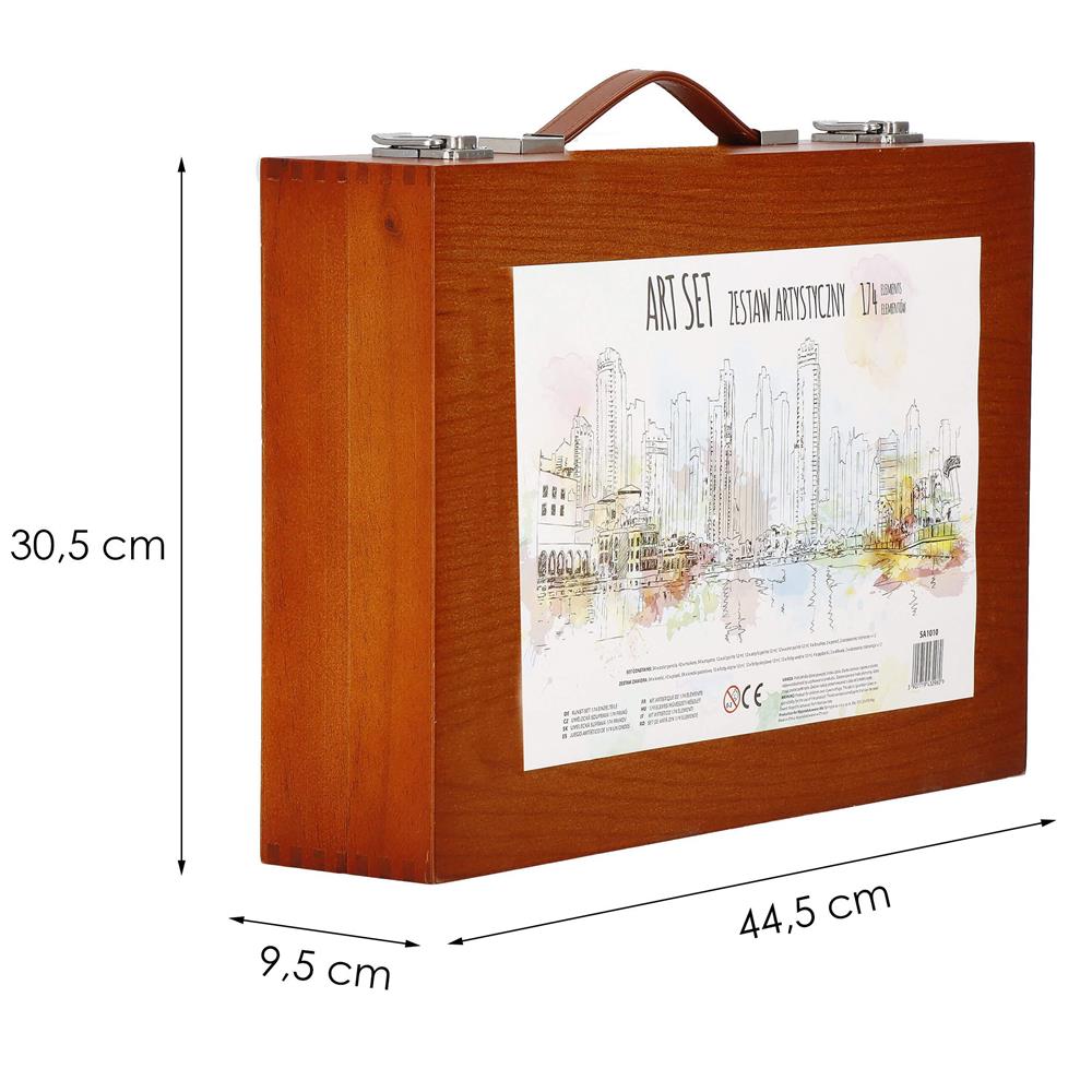 Set de pictura si desen pentru copii, 174 de piese, trusa lemn - eMAG.ro