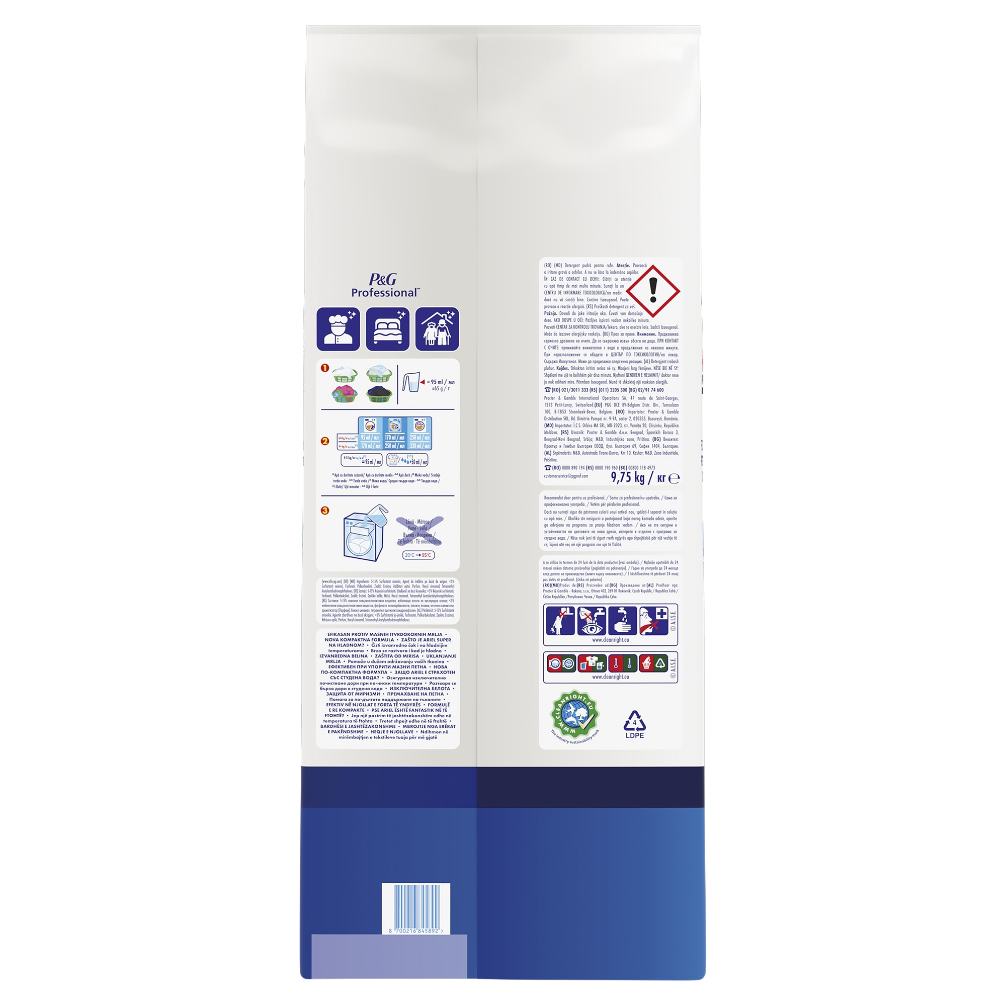Detergent de rufe pudra Ariel Professional Original, 9.75kg, 150 ...