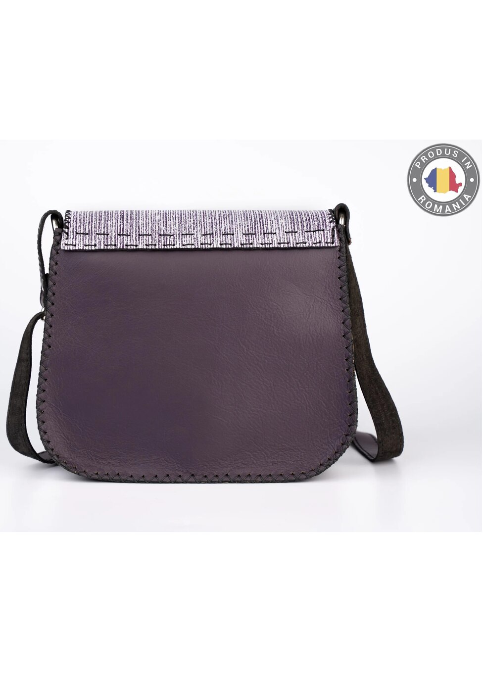 Poseta Din Piele Naturala, Handmade, Model Gri/Alb, Mica, 20 cm x 22cm ...