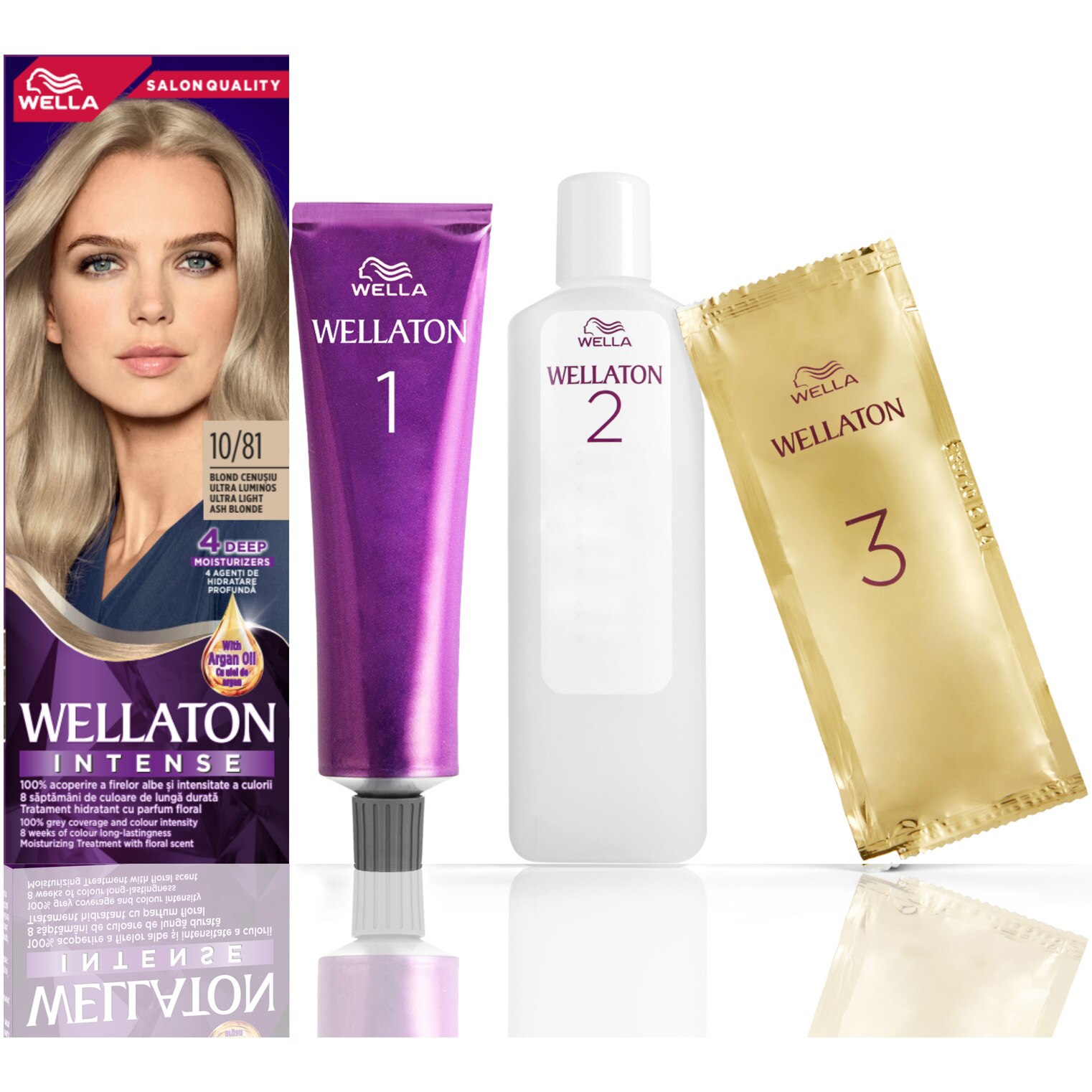 Перманентна боя за коса Wellaton 10/81 Ultra Bright Grey Blonde, 110 мл ...