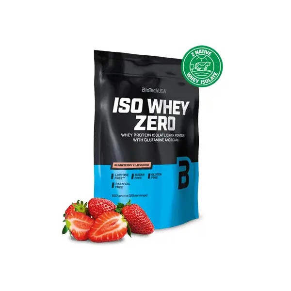 Proteine fara lactoza izolat Iso Whey Zero, Biotech, Strawberry, 500 g ...