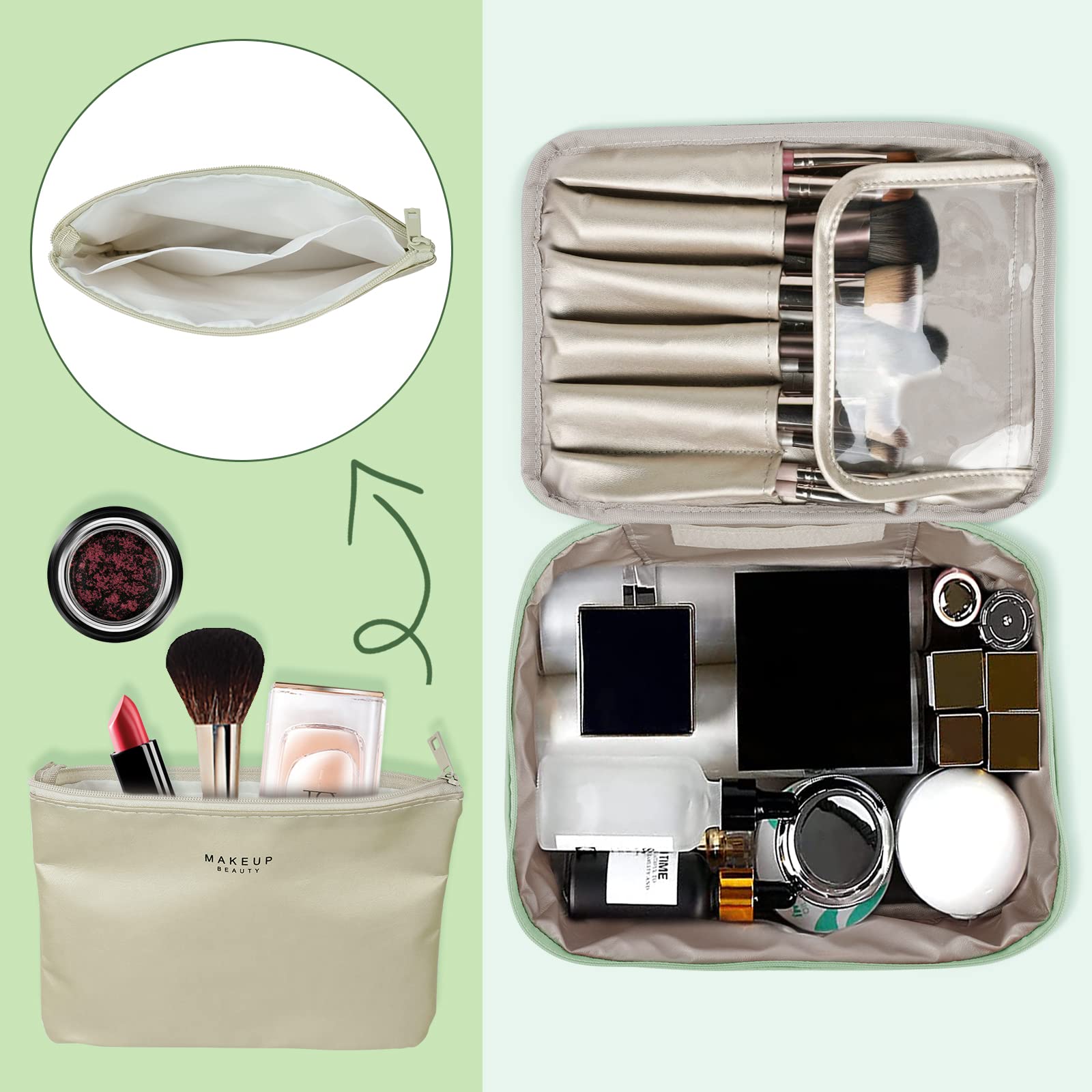 Pachet de 2 Geanta cosmetica, Strat dublu, 23×16.5×8cm, Verde - eMAG.ro