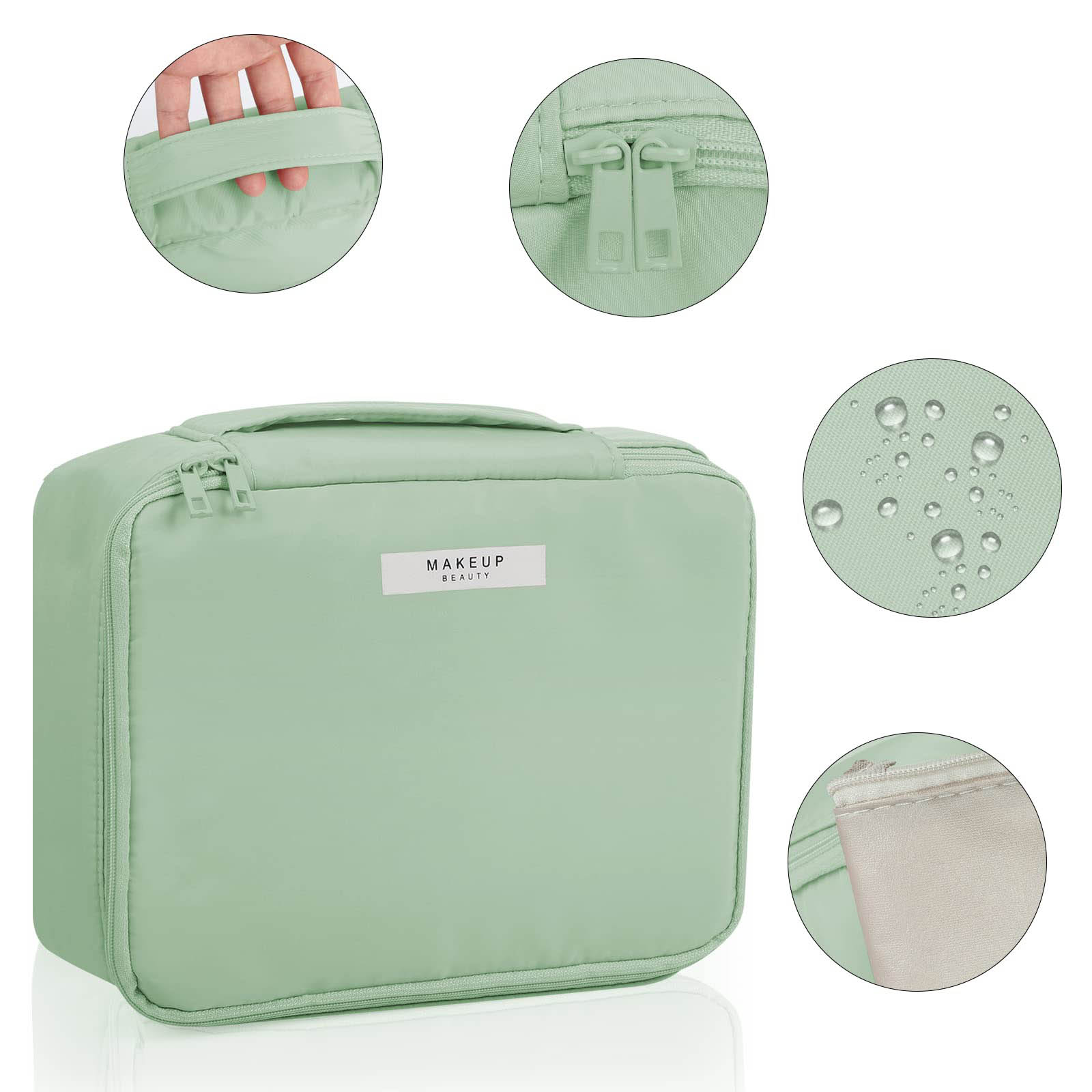 Pachet de 2 Geanta cosmetica, Strat dublu, 23×16.5×8cm, Verde - eMAG.ro