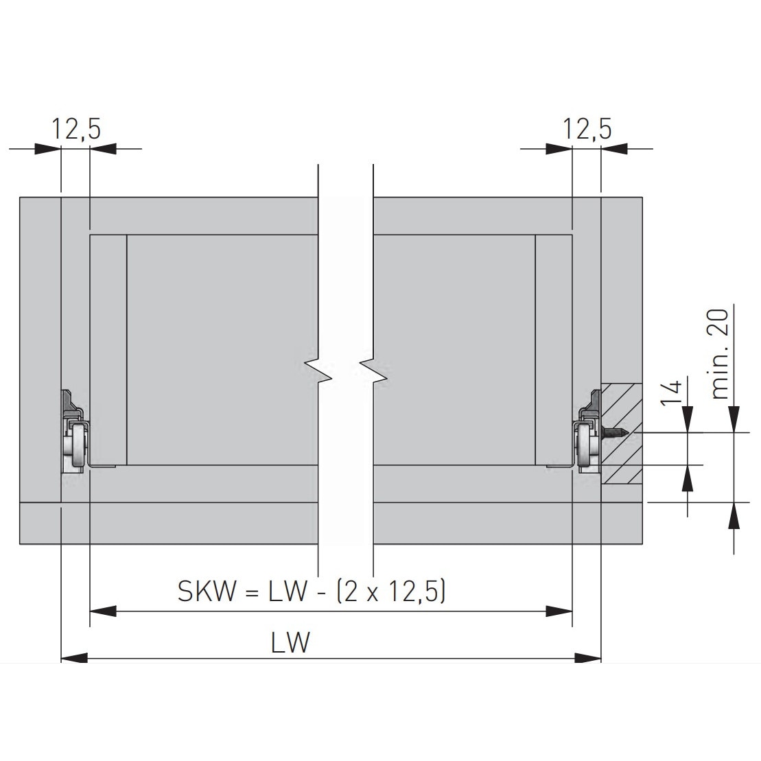 Set 2 glisiere cu role, extragere partiala, alb, 300 mm, max 25 kg ...