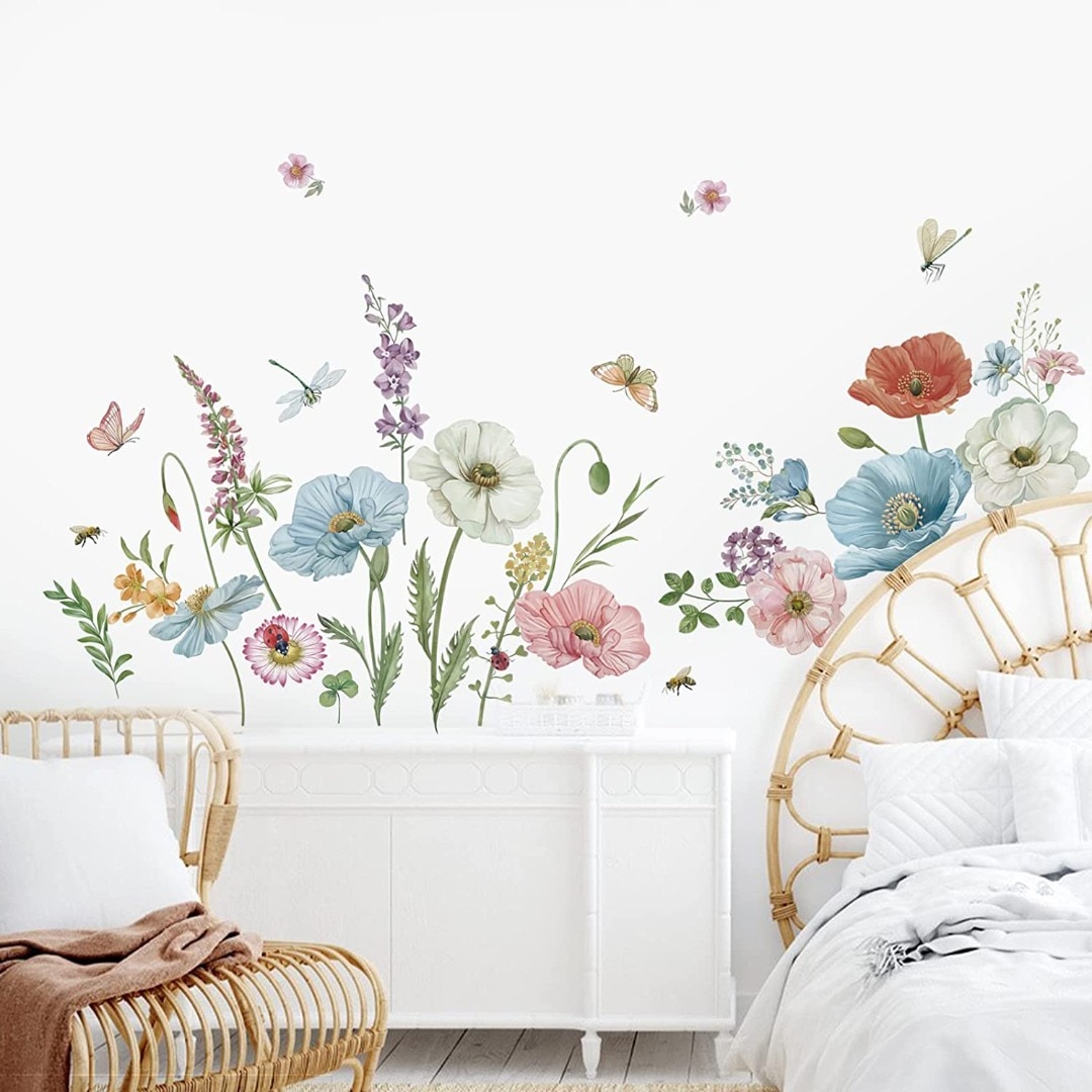 Sticker decorativ cu Flori albastre, 120 cm, 1137STK - eMAG.ro