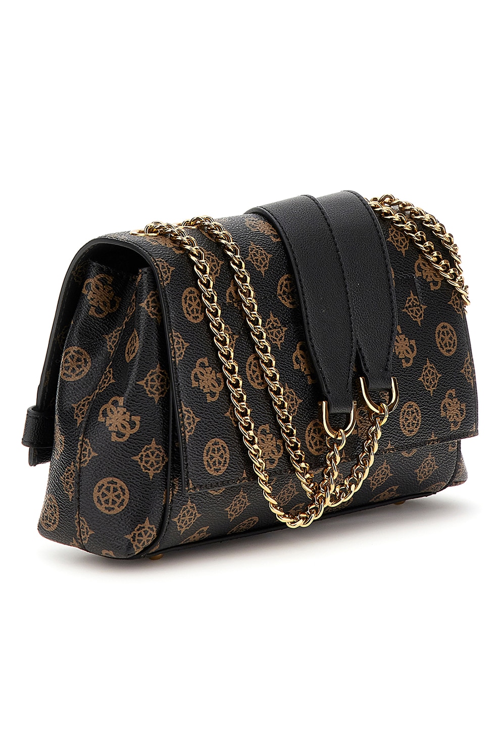 Guess, Geanta crossbody de piele ecologica Sestri, Negru, Ocru - eMAG.ro