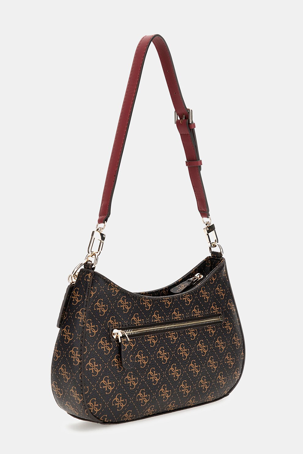 Guess, Geanta de piele ecologica cu bareta de umar si model logo Noelle ...