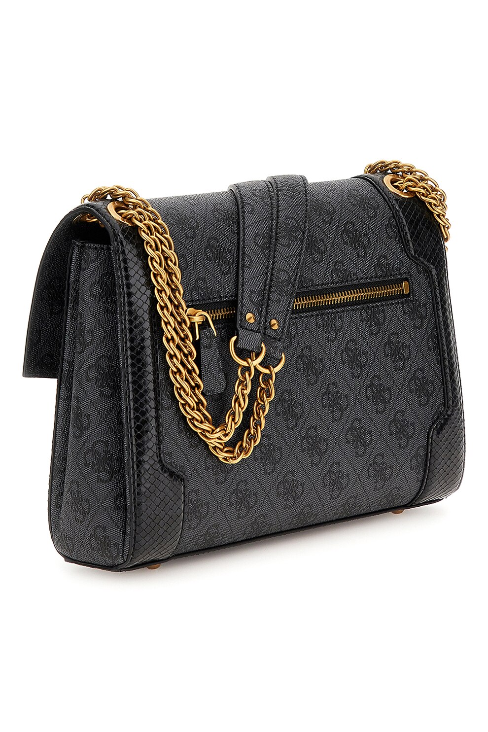 Guess, Geanta de piele ecologica cu bareta de umar si model logo Ajona ...