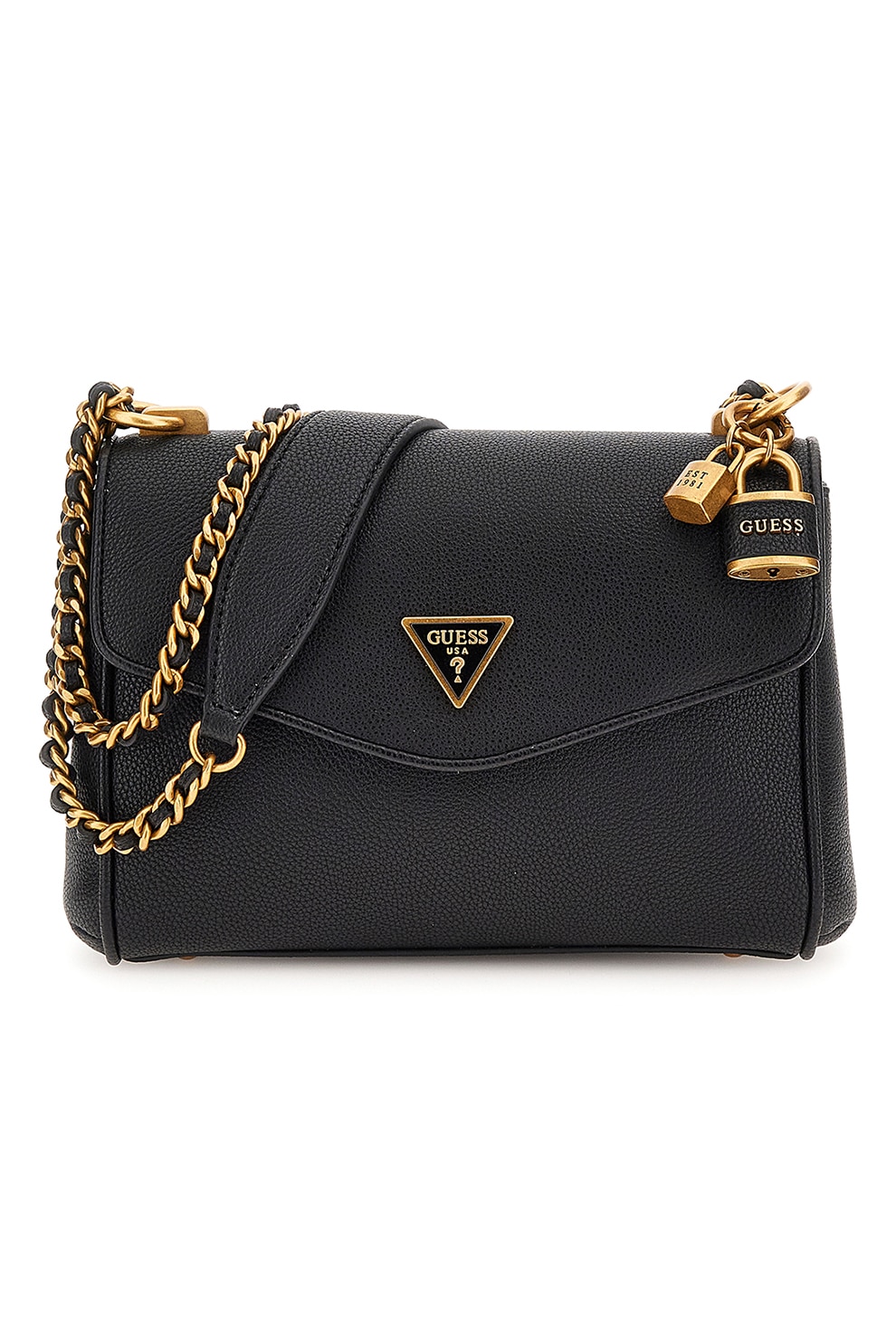 Guess, Geanta crossbody cu talismane lacat Shemara, Negru - eMAG.ro