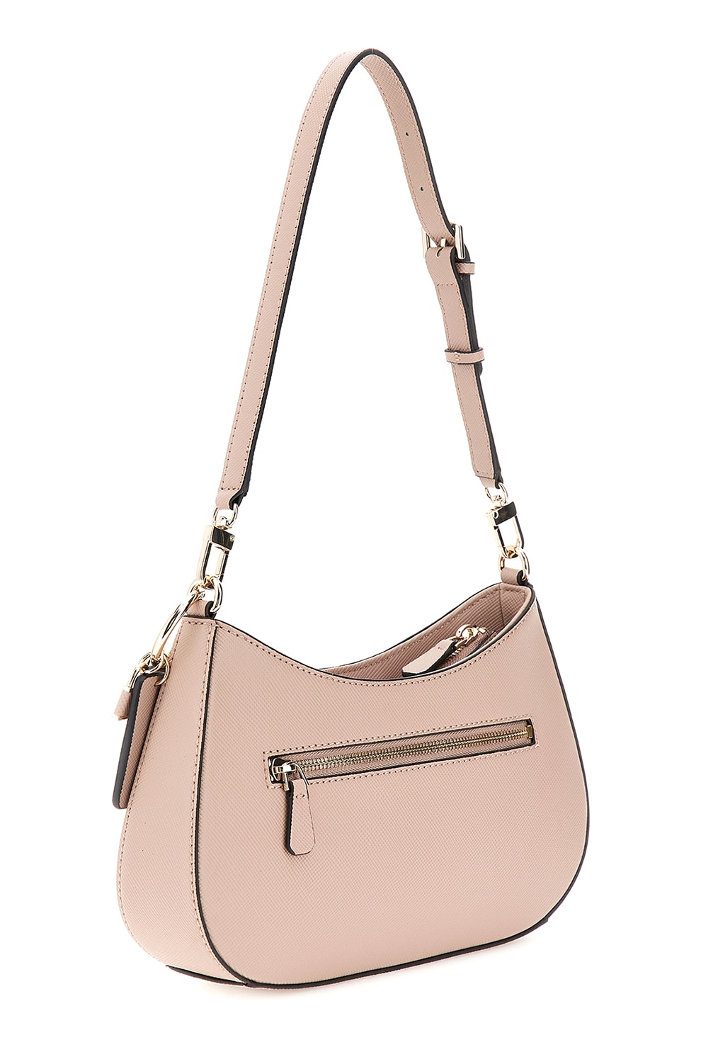 Guess, Geanta din piele ecologica cu bareta de umar si aspect saffiano ...