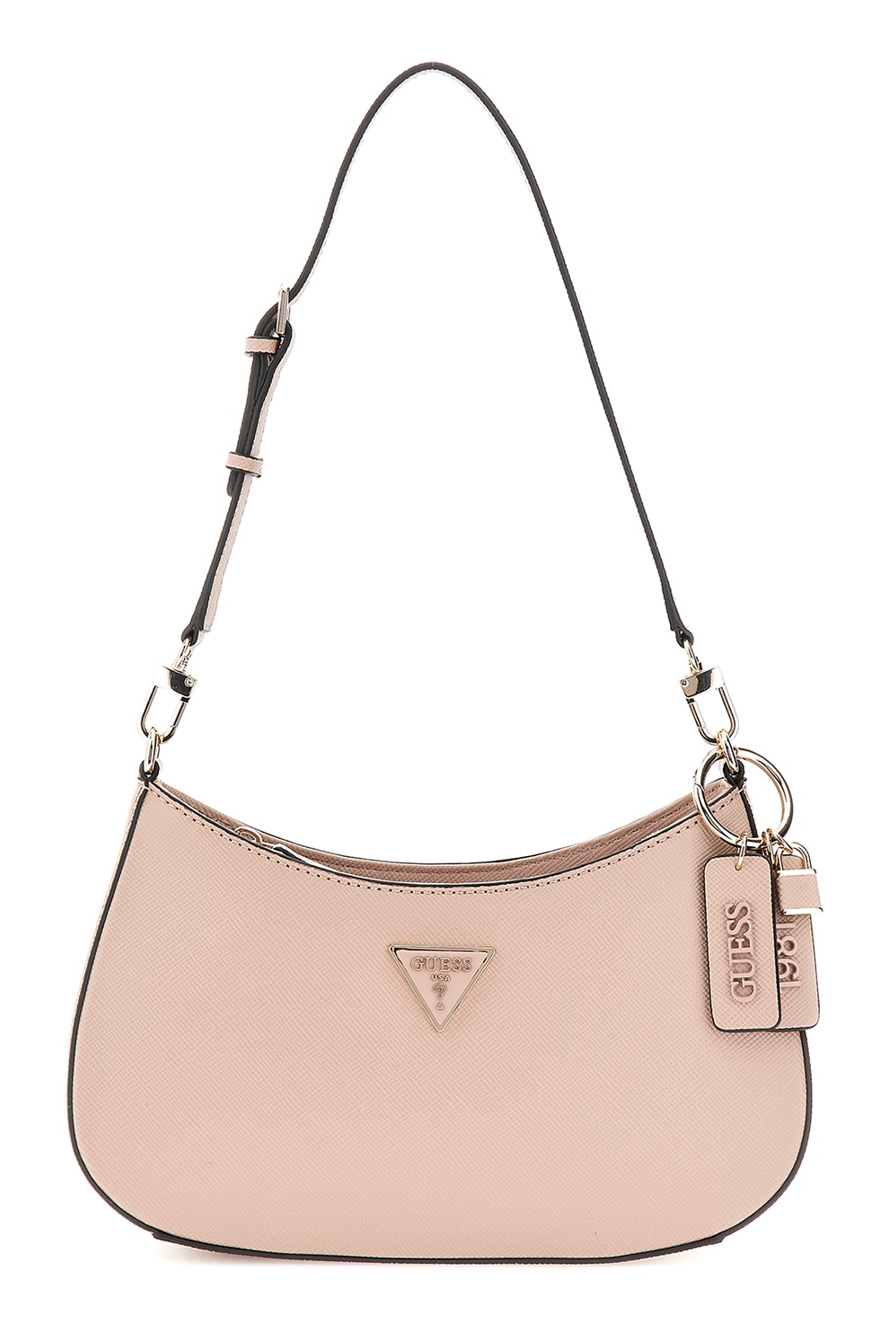 Guess, Geanta din piele ecologica cu bareta de umar si aspect saffiano ...