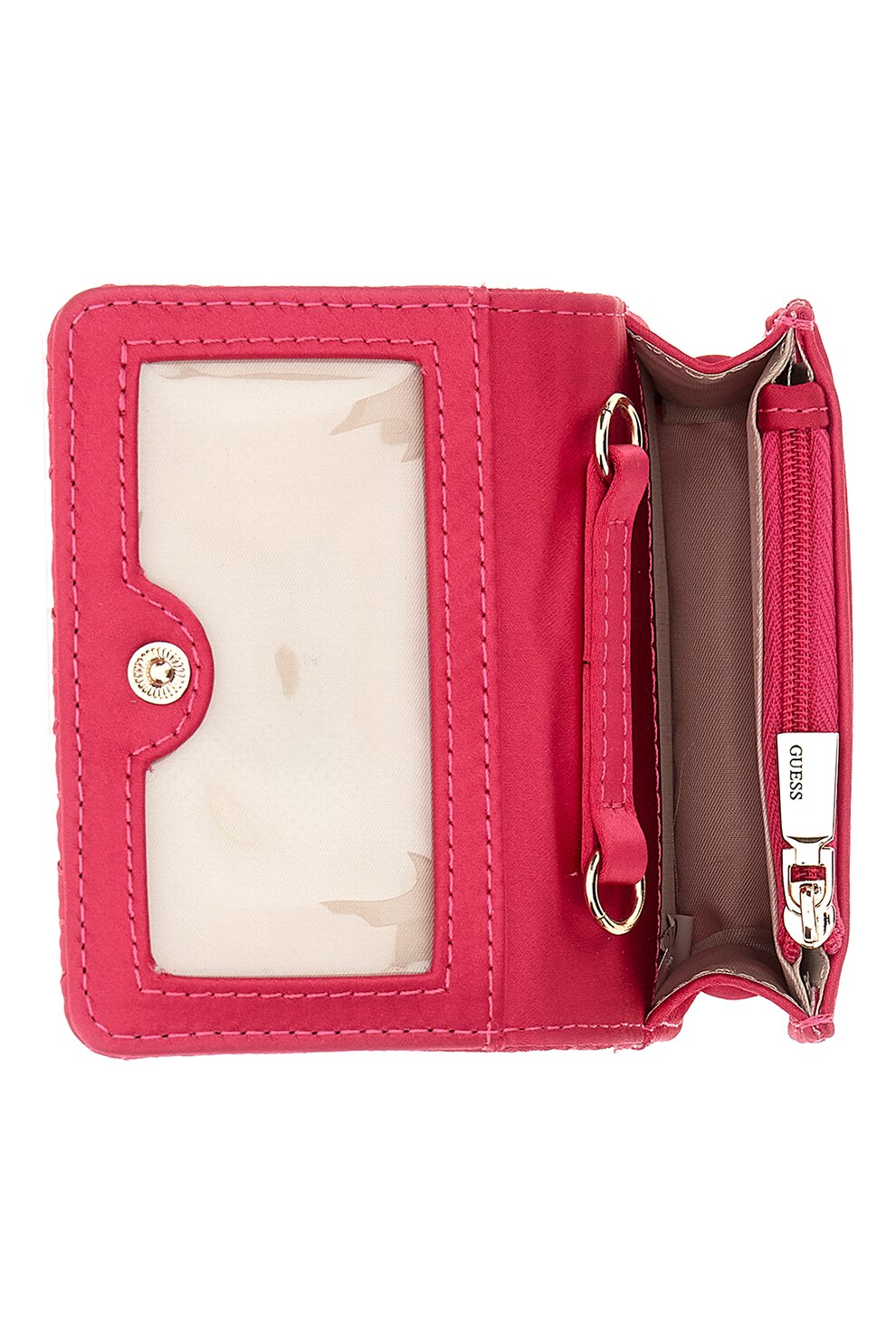 Guess, Geanta crossbody mica Velina, Alb, Roz aprins - eMAG.ro