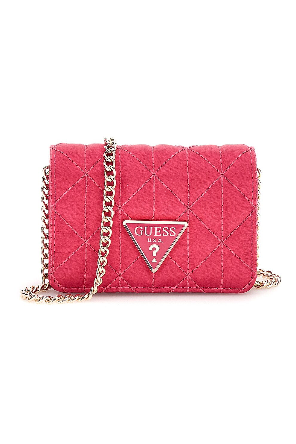 Guess, Geanta crossbody mica Velina, Alb, Roz aprins - eMAG.ro