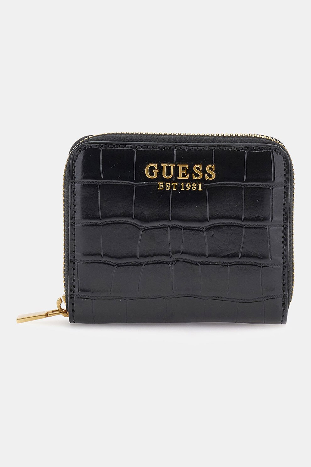 Guess, Portofel cu aspect de piele de crocodil Laurel, Negru - eMAG.ro