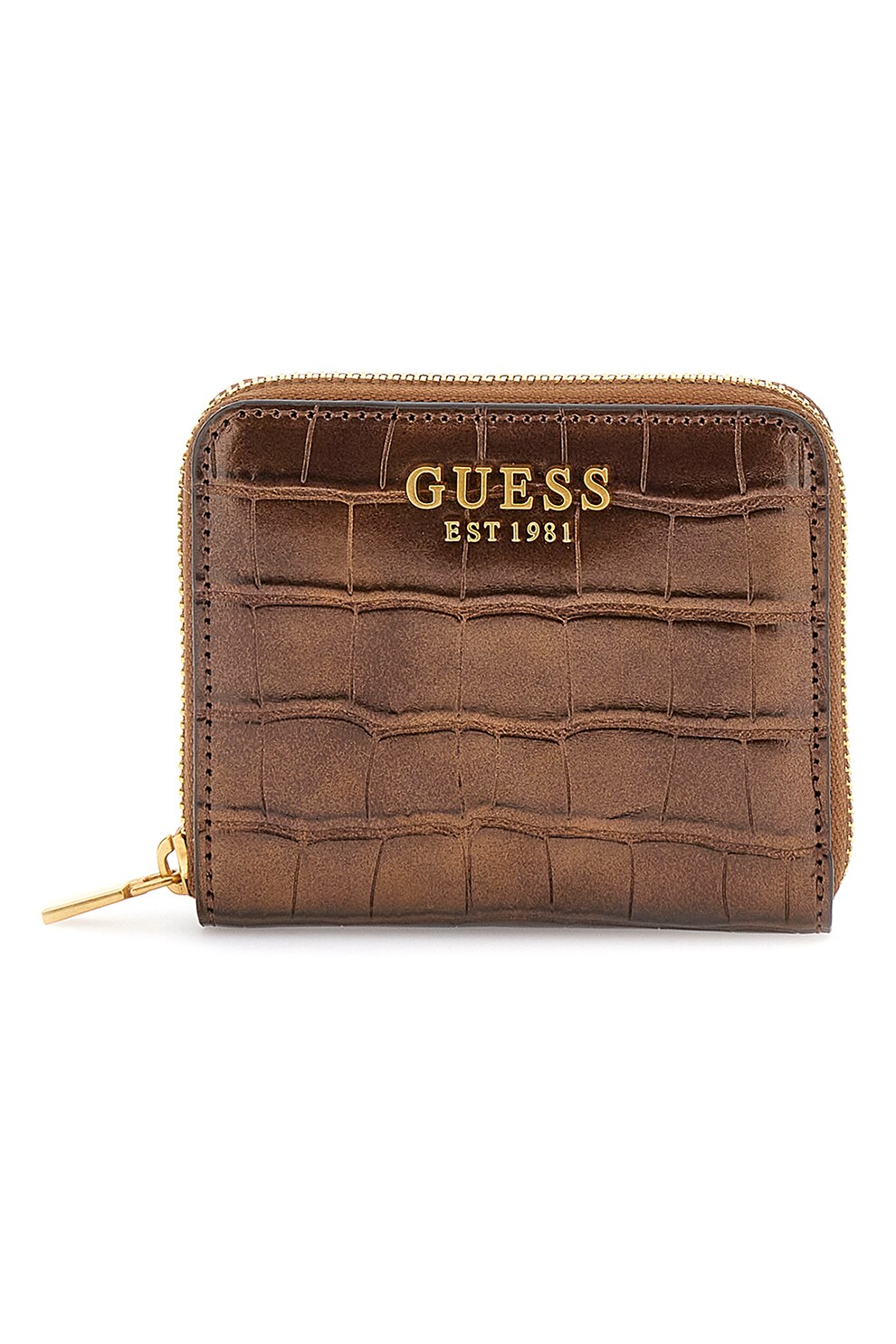 Guess, Portofel cu aspect de piele de crocodil Laurel, Bronz - eMAG.ro